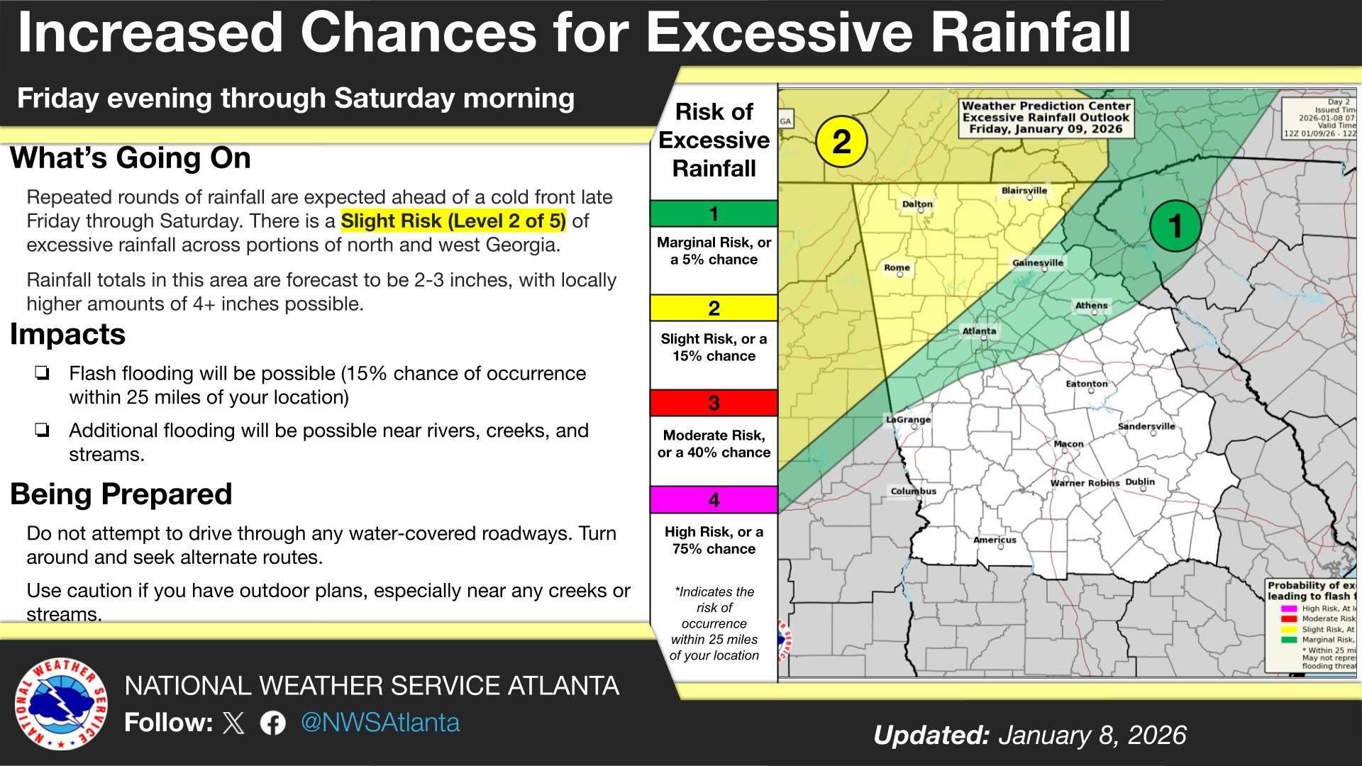 Heavy Rain Could Cause Flash Flooding In North Georgia This Weekend