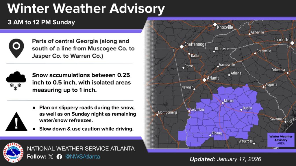 Here's The Latest on Georgia's Snow Chances For Sunday